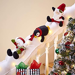 LCI Decorative Holiday Snow Surfing Set Handrail Wrap 5 Ft. Penguin Santa Snowman