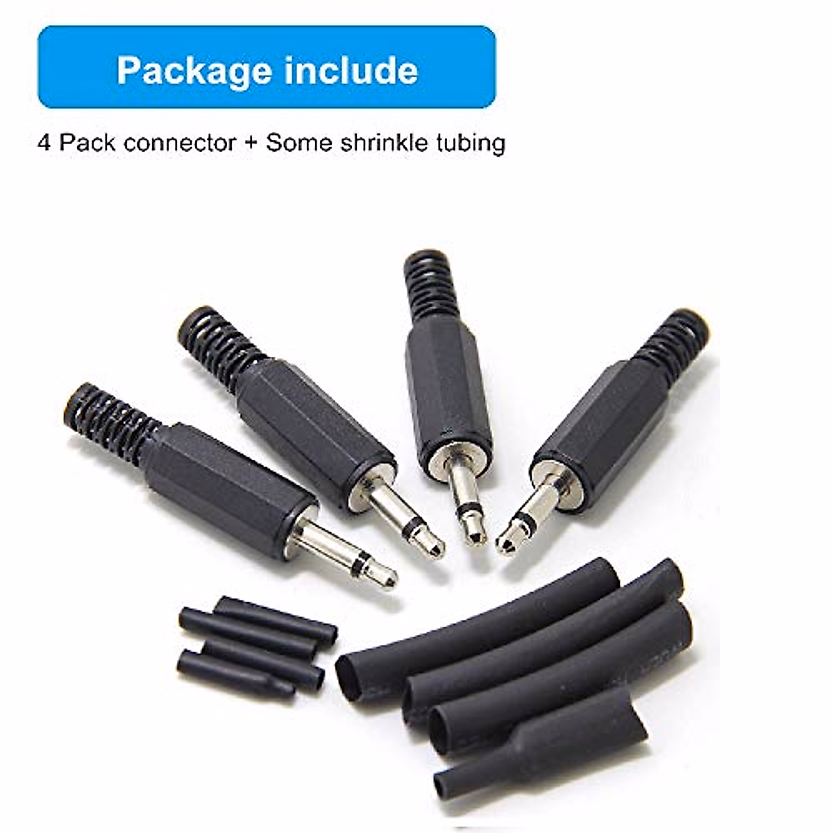 Ancable 4-Pack TS Mono Male Plug 1/8" 3.5mm Solder Type DIY Audio Cable Connector