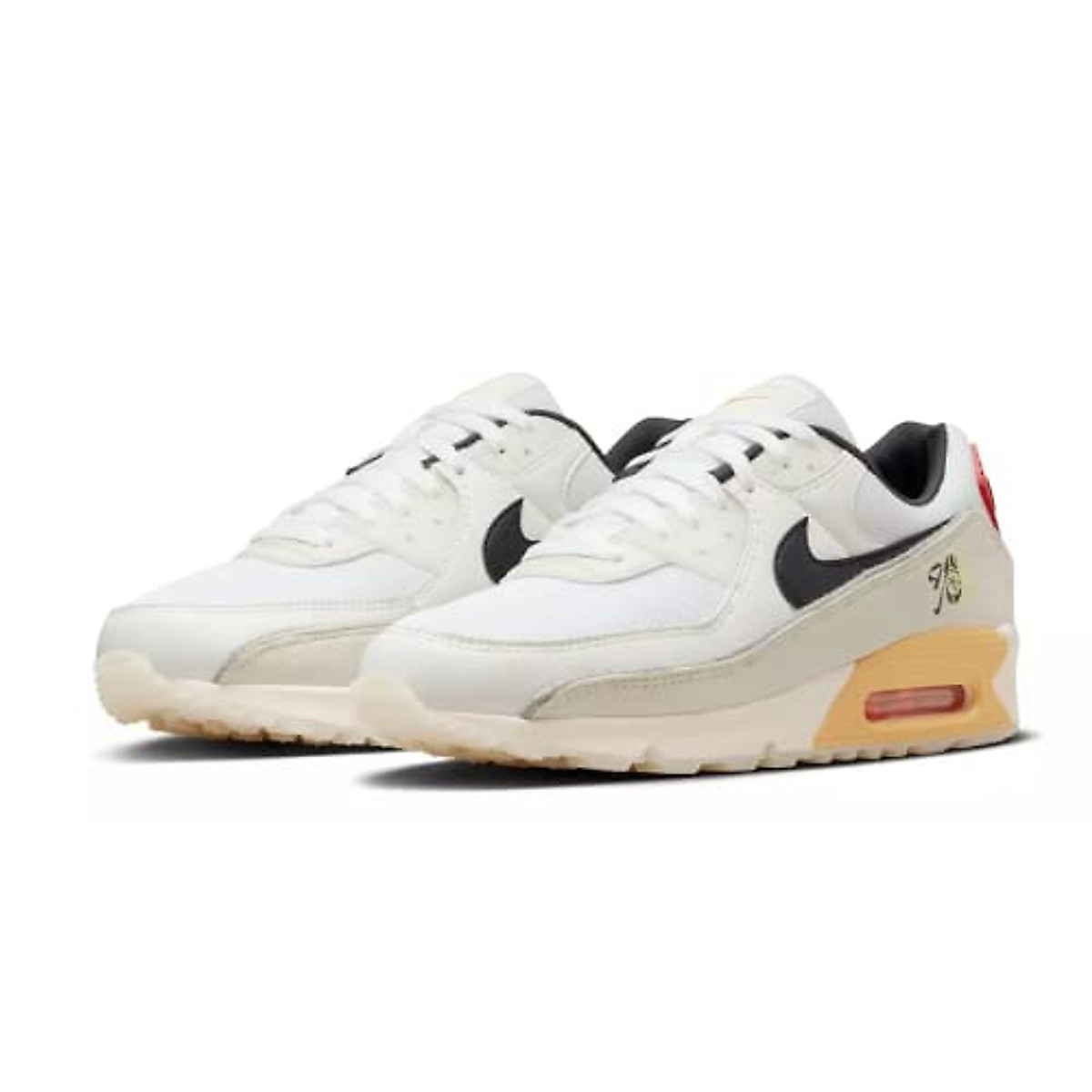 Nike Men's Air Max 90 Running Shoes, White/Light Bone/Sesame/Black, 11