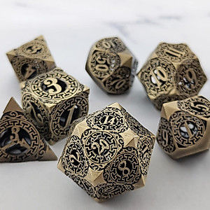 DND Dice Set Dungeons and Dragons Dice Gifts RPG D&D Metal Polyhedral Dice Set Games Role Playing MTG Shadowrun Pathfinder Dice D4 D6 D8 D10 D12 D20 Dice, Ancient Bronze