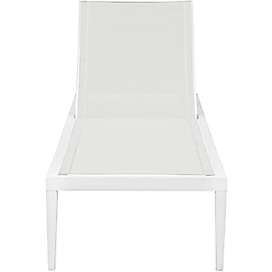 Meridian Furniture 373White Nizuc Collection Modern | Contemporary Resilient Mesh Water Resisting Fabric Upholstered Outdoor Patio Adjustable Sun Lounge Chair, 80.5" W x 29" D x 13.5" H, White