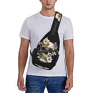 Yrebyou Skull Sling Bag for Women Crossbody Backpack Travel Shoulder Hiking Bags Waterproof Daypack For Beach Outdoor Camping