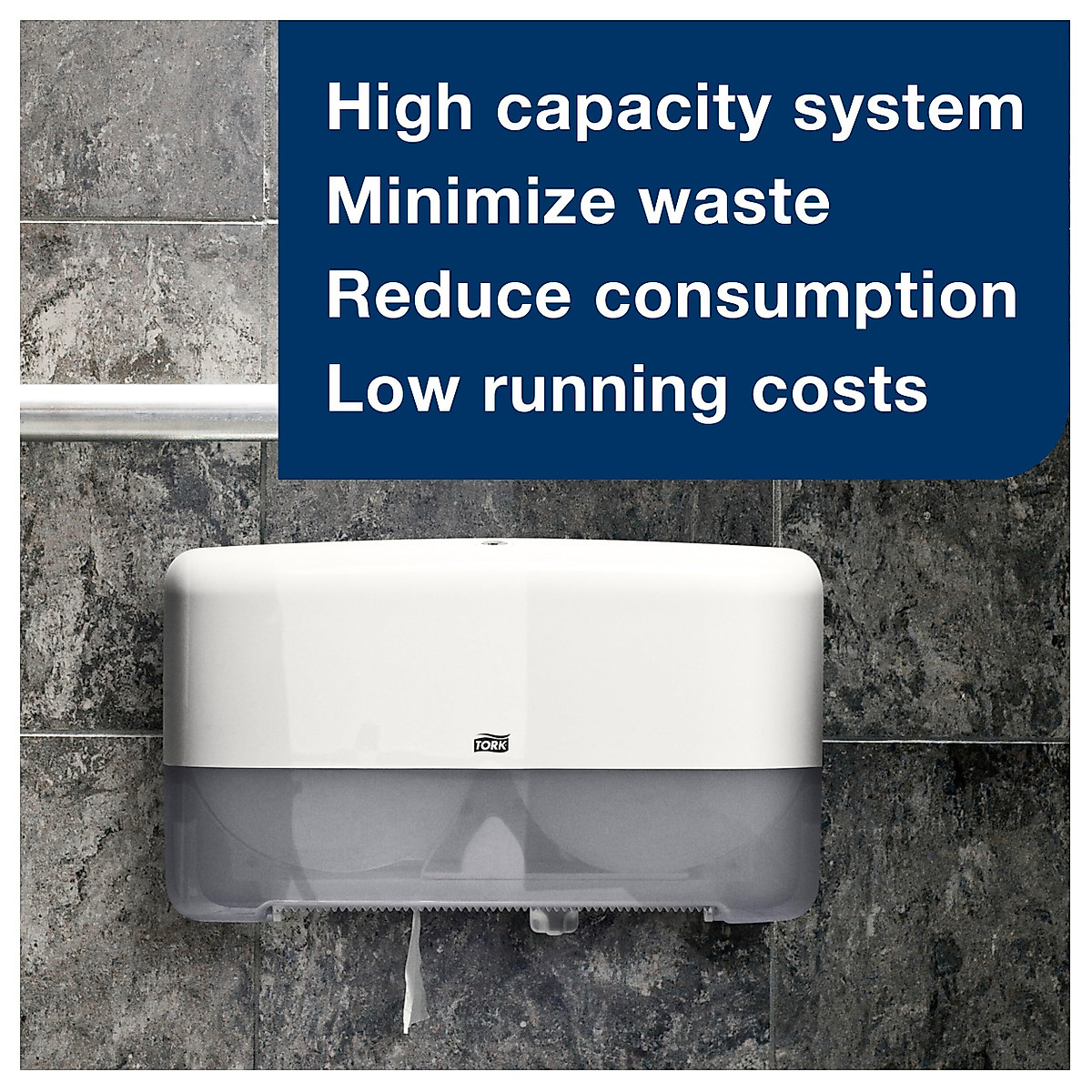 Tork Mini Jumbo Toilet Paper Roll White T2, Advanced, 2-Ply, 12 x 751', 12024402