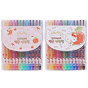 Sanrio Hello Kitty 12 Colors Twist up Crayon Set : Apple Kitty 1pc (Random)