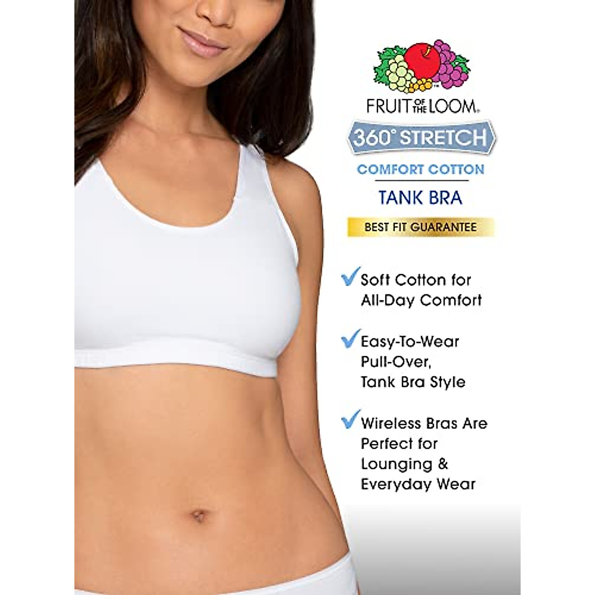 Fruit of the Loom Women's Built Up Tank Style Sports Bra Value Pack, Black/Heather Grey/Sand/White