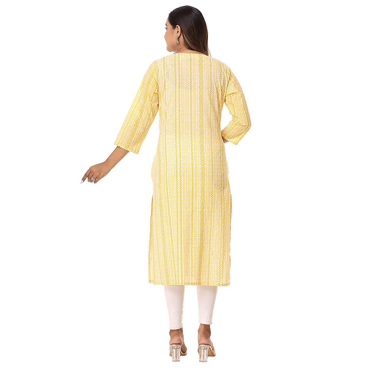Vihaan Impex Leheriya Printed Casual Kurta Women Kurti yellow Tunic Top for Women