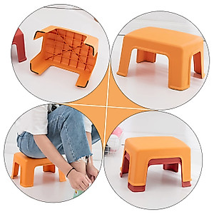 1pc Plastic Stool Stepping Stool for Adults Kids Step Stool Baby Step Stool Orange Simple Stool Bathroom Stool Stool Household Bathroom Stool Kids Stools