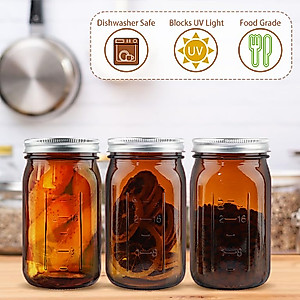 CARBLIN 2 Pack Mason Jars 32 oz, Amber Wide Mouth Canning Jars with Airtight Lids, Glass Pint Jars with Bands Labels Brush, Large Storage Quart Jars for Jam Fermenting Preserving