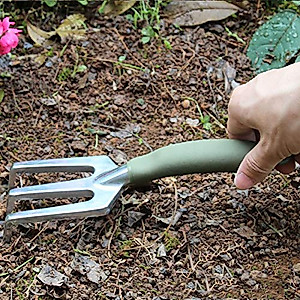 Cabilock Tools Hand Cultivator Rake Tiller Tool Stainless Steel Soil Tiller Hand Fan Rake for Gardening Cultivating Loosening Weeding Digging Hand Garden