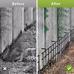 OUSHENG 1.5'' Spacing Animal Barrier Fence for Dogs, 10 Panels Rustproof Metal Anti Doggie Digging Garden Border, Under Ground Fencing Bottom Puppy Blockers Stakes for The Yard, 17in (H) X 10ft (L)