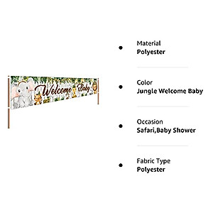 CHXSM 9.8 x 1.6 ft Welcome Baby Jungle Safari Yard Banner Shower Party Decoration Wild Animal Sign Backdrop Supplies