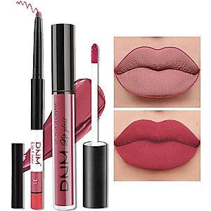AMY'S DIARY 2pcs Matte Red Lip Liner and Lipstick Makeup Set, Liquid Lipstick 24H and Lip Liner Set Matt Liquid Lips Make Up Waterproof Long Lasting Lipstick Matte Kit with Lip liners kit (07)