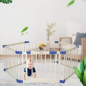 Baby Playpen Foldable Playpen for Babies and Toddlers Solid Wood Baby Gate Playpen Wooden Baby Play Pens Baby Fence Play Area