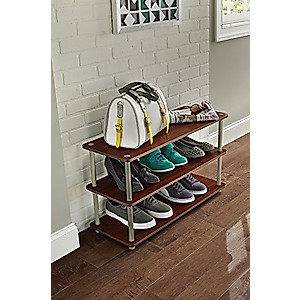 ClosetMaid 3-Tier Shelf Organizer Unit for Shoes, Accessories, Hats, Purses, Bags, in Entryway or Closet, Wood Shelves with Metal Frame, Cherry