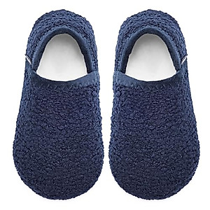 Heiiwarm Boy's Kids Toddler Slippers Lightweight House Shoes House Slippers Warm Non-Slip House Indoor Shoes Blue11.5-12.5