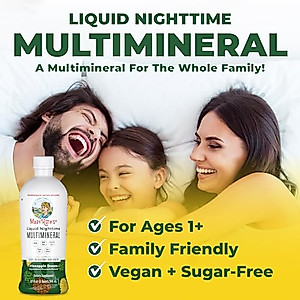 Nighttime Liquid Multimineral Sleep Supplement | Sugar Free | Calm Magnesium Citrate Sleep | NO Melatonin | Calcium Magnesium Zinc | Available in 4 Flavors | Vegan | Gluten Free | 32 Servings