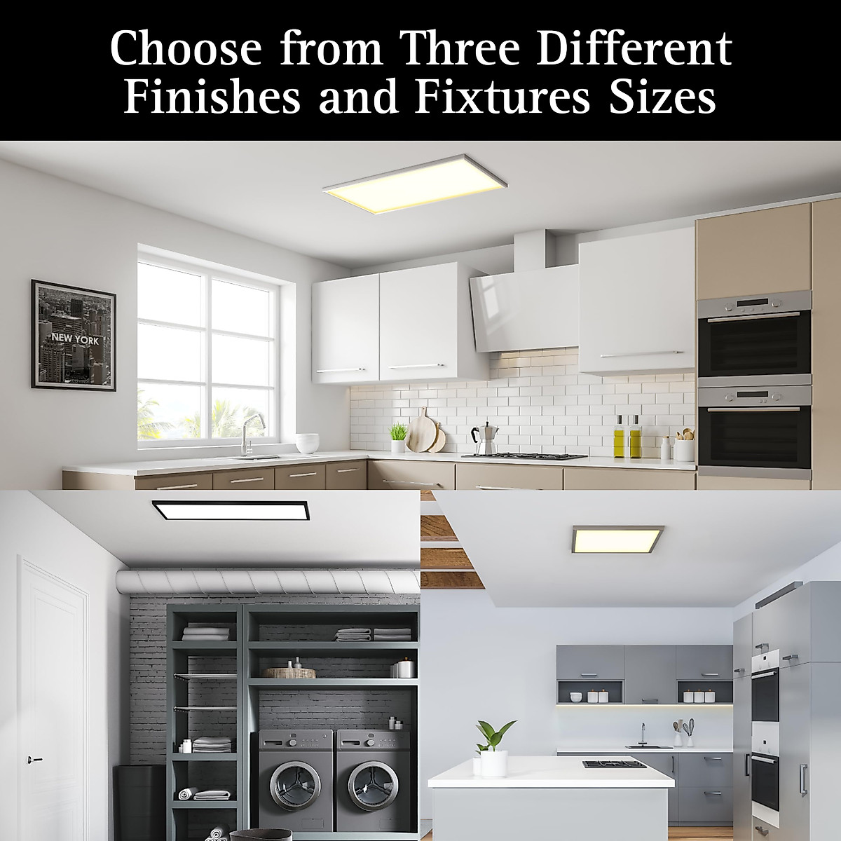 Ultralux 2x2 ft Surface Mount Ceiling Light Panel – Slim, Edge Lit, Flush Mount Flat Panel for Kitchen, Home & Office - TRIAC Dimmable, 3CCT Adjustable Color Temperature (Matte Black, 1 Pack)