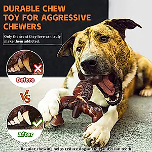 Dog Chew Toys for Aggressive Chewers Indestructible Dog Toys,Real Bacon Flavored,MOXIKIA Tough Dog Bone Chew Toy Durable Dog Toys for Medium/ Large breed Dogs, Best Extreme Chew Toys to Keep Them Busy