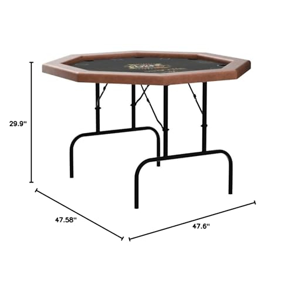 SereneLife 8- Player Octagonal Foldable Poker Table, Casino Leisure Texas Holdem Table, w/ water Resistant Cushioned Rail, 8 Cup Holders, Brown Felt Surface, Black Jack Board & Family Games (Black)