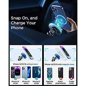 Design for Magsafe Car Mount Charger, [2-Layer Magnets Lock][for 99% Vent] Wireless Car Charger Magnetic, [5s Install] for Magsafe Car Charger, Magnet Car Fast Charger for iPhone 14/13/12 Series