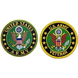 Patch Force US Army Logo US Army Veteran Embroidered Patch - 2pc Bundle Iron on Sew on B131