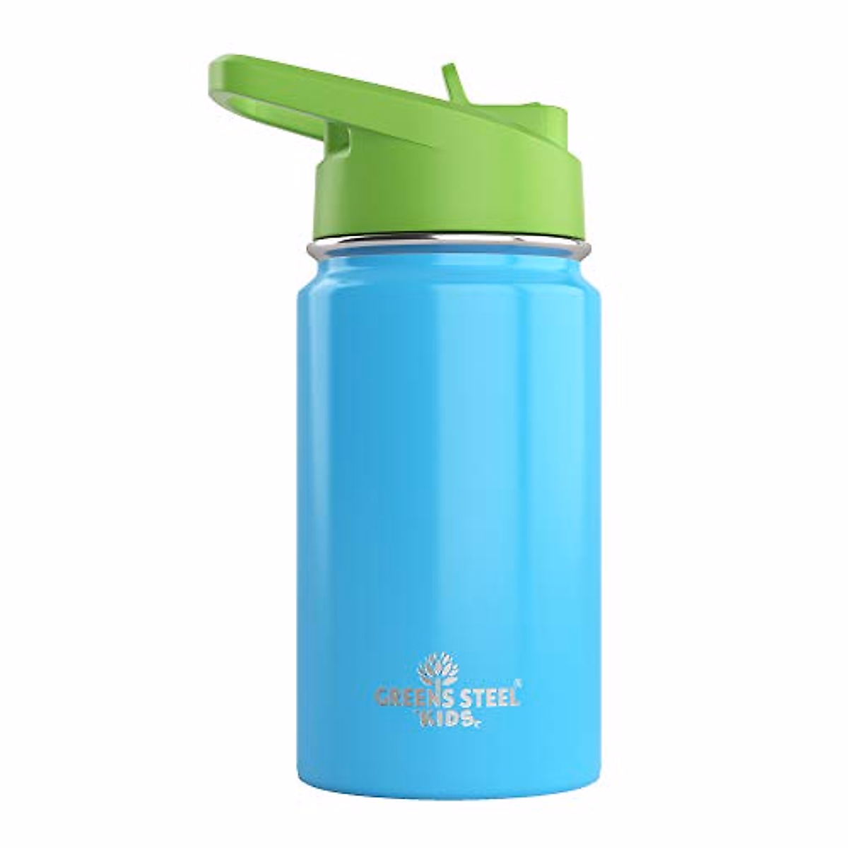 Kids Water Bottle - 12oz Blue | Leak Proof With Straw & Handle | 24 Hours Cold | Insulated, Double Wall Stainless Steel | Easy Sip Toddler Cup | Child's Flask | Eco Friendly