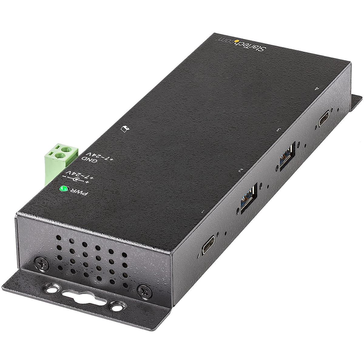StarTech.com 4 Port USB C Hub 10Gbps - Metal Industrial USB-C Hub - 2X USB-C & 2X USB-A - ESD Surge Protection - USB-C or USB-A Host - Self-Powered Mountable USB 3.2 Gen 2 Type-C Hub, TAA
