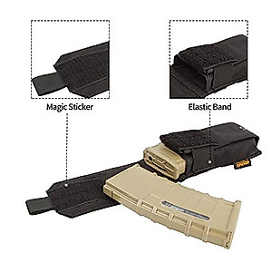 EXCELLENT ELITE SPANKER Tactical Molle Single/Double/Triple Mag Pouch for M4 M14 M16 AR15 AR10 G36 Magazine Holds 2 Mags(Black)