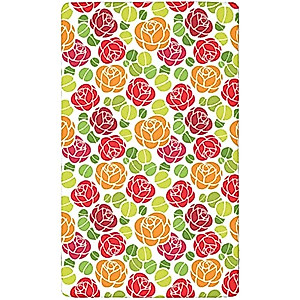 Rose Themed Fitted Mini Crib Sheets,Portable Mini Crib Sheets Ultra Soft Material-Baby Sheet for Boys Girls,24“ x38“,Multicolor