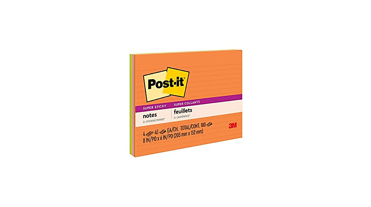 Post-it Super Sticky Notes 8x6 Bright Colors | 2X Sticking Power
