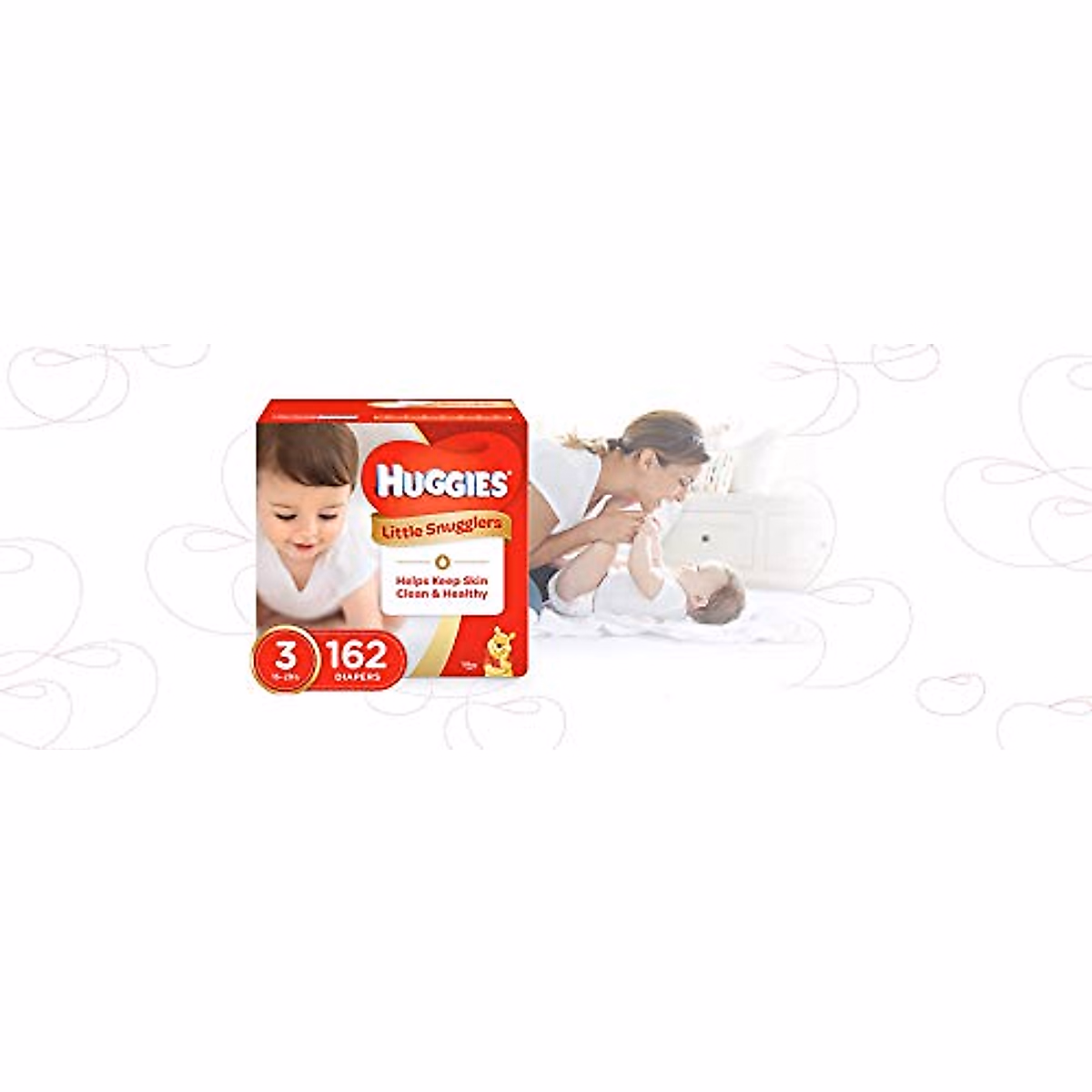 Huggies Little Snugglers Baby Diapers, Size 3, 162 Count, Unscented, Hypoallergenic, DryTouch Liner, Pocketed Waistband, Wetness Indicator, Double Grip Strips