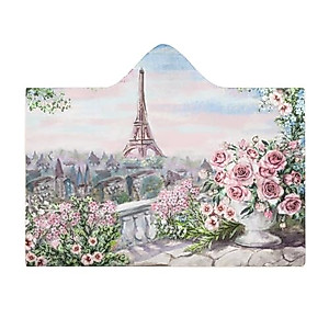 TaoYTao 40"x50" Women Summer Paris Oil Painting Blanket Hoodie, Foldable Wearable Funny Hooded Blanket Robe Cloak, Christmas Birthday Gifts Anniversary For Wife Girlfriend Women