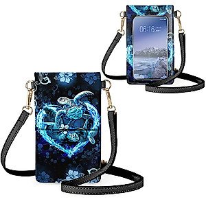 Biyejit Floral Turtle Touch Screen Purse Fits Most Smartphones – Stylish Crossbody with Shoulder Strap Keeps Cash, Credit Cards, Phone Screens Safe