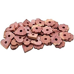 Wahdawn Aromatic Red Cedar Blocks for Clothes Storage, Fresh Scent Cedar Rings and Big Hearts for Closets and Drawers, Natural Car Air Freshener Shoes Odor Remover [40]