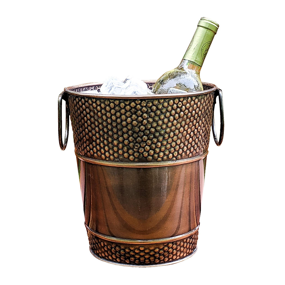 BREKX Berkshire Copper Finish Galvanized Wine Bucket, Leak & Rust Resistant, Sealed Ice and Drink Holder with Handles, 5 Quarts