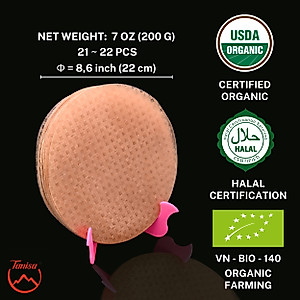 TANISA Organic Brown Rice Paper Wrappers, 22 Sheets Spring Roll Wrappers, Low carb tortilla for Fresh Rolls, Healthy Gluten free wraps, Suitable for Any Meal (8.7 inch - 7.05 oz)