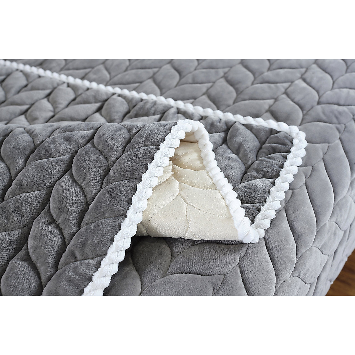 SINCERE Custom Size Non-Slip Sofa Mat, Couch Slipcover, Bay Window Mat, Windowsill Pad, Area Rug Seat Pad, Bench seat Cover, Tatami Mats (Gray, 24x71 inch)