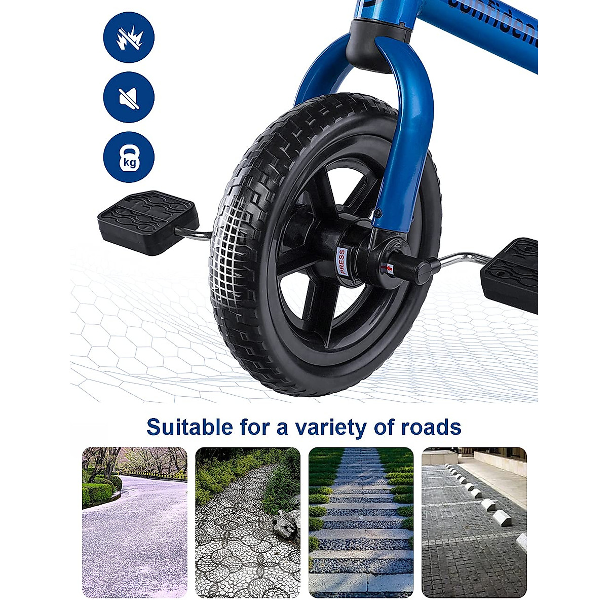 Ancaixin 3 in 1 Toddler Tricycles for 2-5 Years Old Boys and Girls with Detachable Pedal and Bell, Foldable Baby Balance Bike Riding Toys for 2+ Kids, Child Birthday Christmas New Year Gift Blue