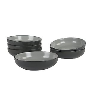 10 Strawberry Street Two Tone Coupe 8.5”/36 Oz. Dinner Bowl Set Of 6, Black/White