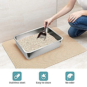 Stainless Steel Cats Litter Box, 4" Height Litter Box for Small Animals, Easy Entry, Easy to Clean, Non Stick Smooth Surface