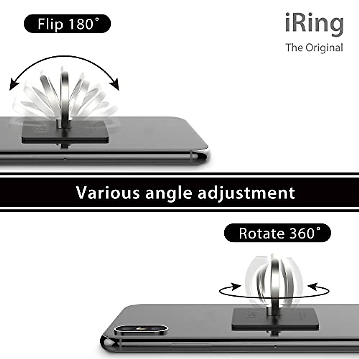 iRing Premium Oaks UMS-IR01HKYE Smartphone Grip Stand with Hanging Hook, Yellow, for Smartphones and Tablets