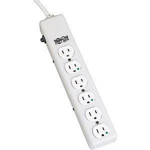 Tripp Lite Safe-IT Medical-Grade Power Strip, 6 Hospital-Grade Outlets, UL 1363 Certified, 1.5 Ft / 0.45M Cord, Life Limited Manufacturer's Warranty (PS-602-HG)
