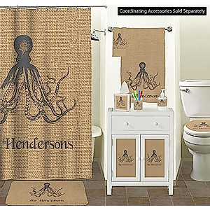 RNK Shops Octopus & Burlap Print Waste Basket - Single Sided (Black) (Personalized)