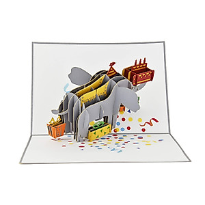 Teabug Cards Elephant Pop Up Card, Kid Birthday Card, Party Celebration Greeting Card