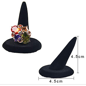 ccHuDE 4 Pcs Black Velvet Finger Ring Display Stand Cone Ring Holder Rack Jewelry Holder Showcase
