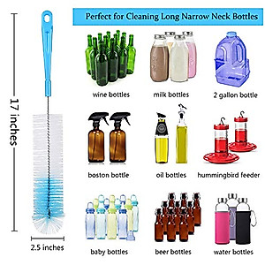 ALINK 8-Pack Bottle Cleaning Brush Set - Long Handle Bottle Cleaner for Washing Narrow Wine/Beer Bottle, Thermos, Hummingbird Feeder, Sport Well, Plus Kettle/Straw Brush