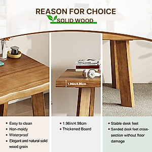 SXXjiaju Solid Wood Desk 55 inches, Wood Computer Desk,Home Office Desk Wooden Rustic Writing Desk Modern Simple Design,Ideal for Study, Writing, Dining