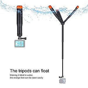 YALLSAME Floating Selfie Stick for GoPro Hero 11 10 9 8 7 6 5 4 Mini Max Session, Insta360, AKASO, DJI OSMO Action Camera, 4 in 1 Used as Underwater Waterproof Pole Monopod Hand Grip Tripod Stand