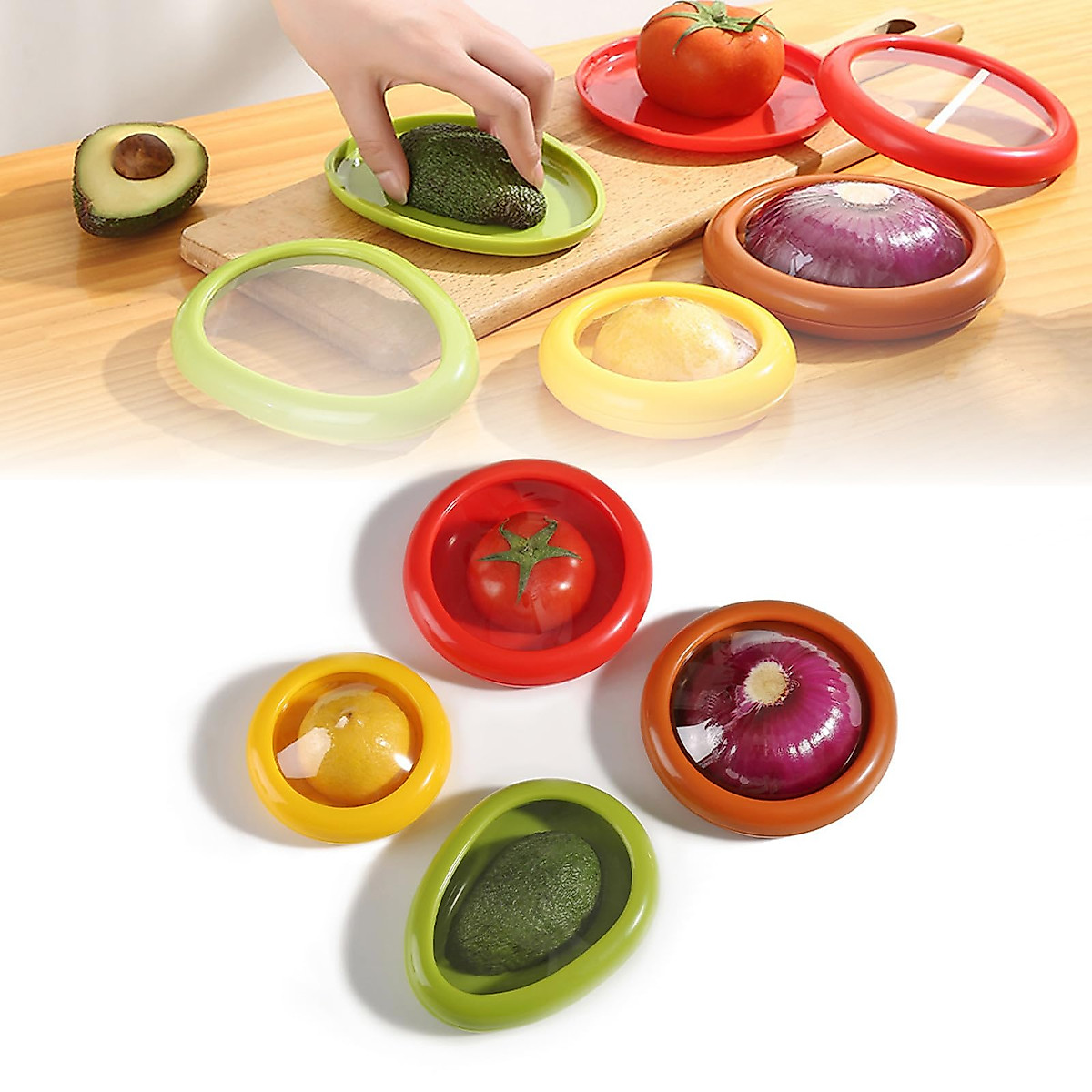 WREAGD Reusable Fruit Vegetable Storage Box Container with Lids for Fridge (Set of 4)