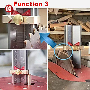 3 in 1 Multifunction Measuring Gauge Drill Depth Gauge Drill Stop Measure and Drill Point Angle Gauge Grinding Gage and Table Saw Height Gauge Woodworking Tool
